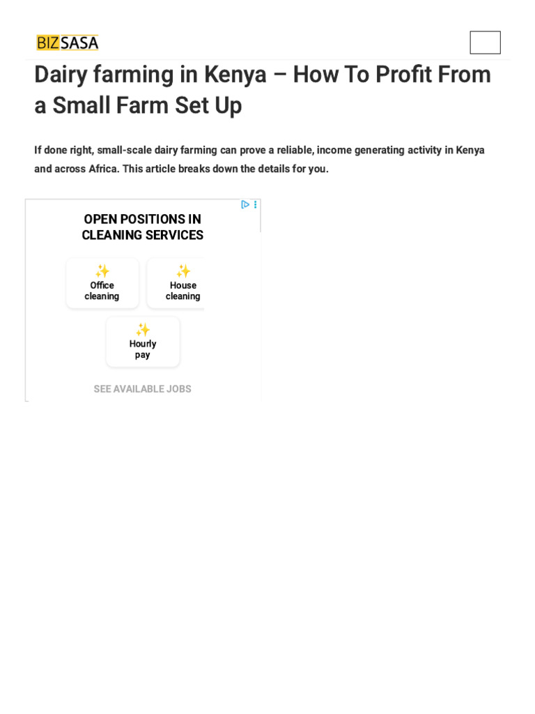 Dairy Farming in Kenya - How To Profit From A Small Farm Set Up | PDF ...