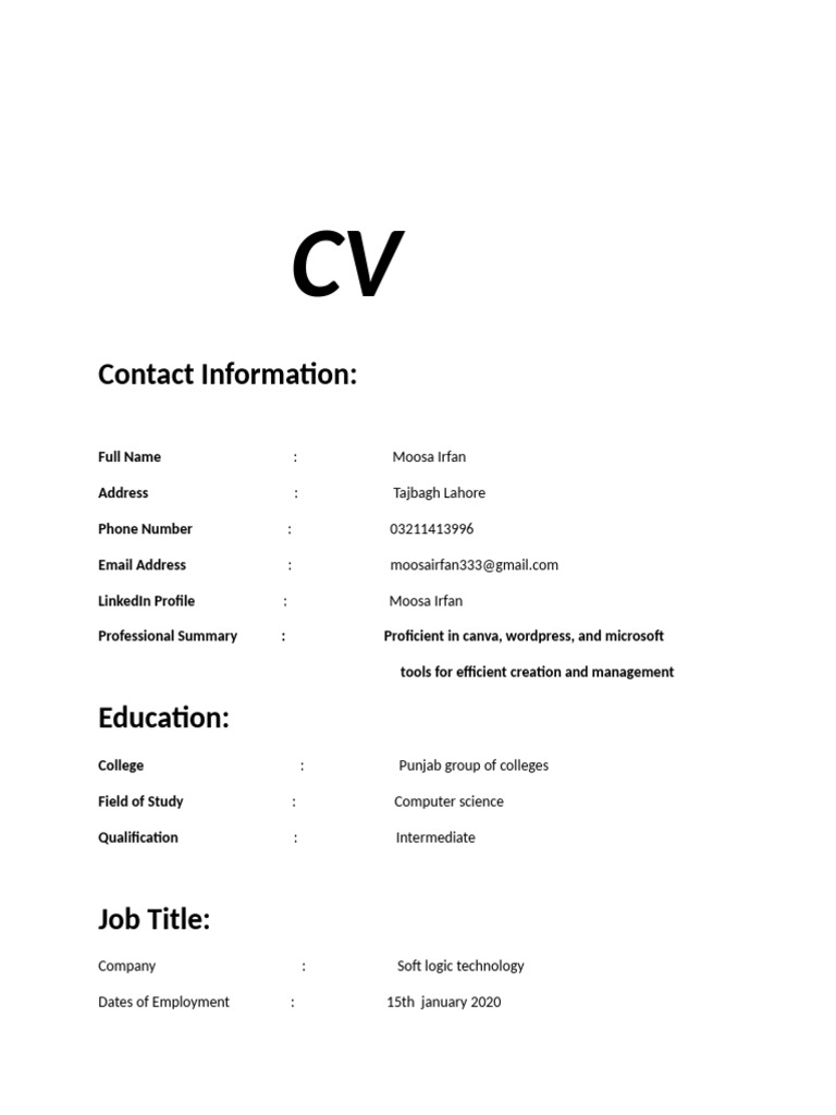 Moosa CV | PDF