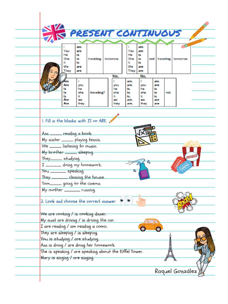 Present Continuous Practice 1 | PDF