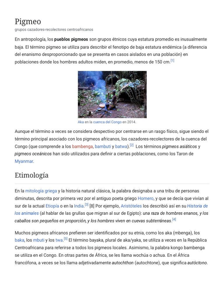 Pigmeo - Wikipedia, La Enciclopedia Libre | PDF