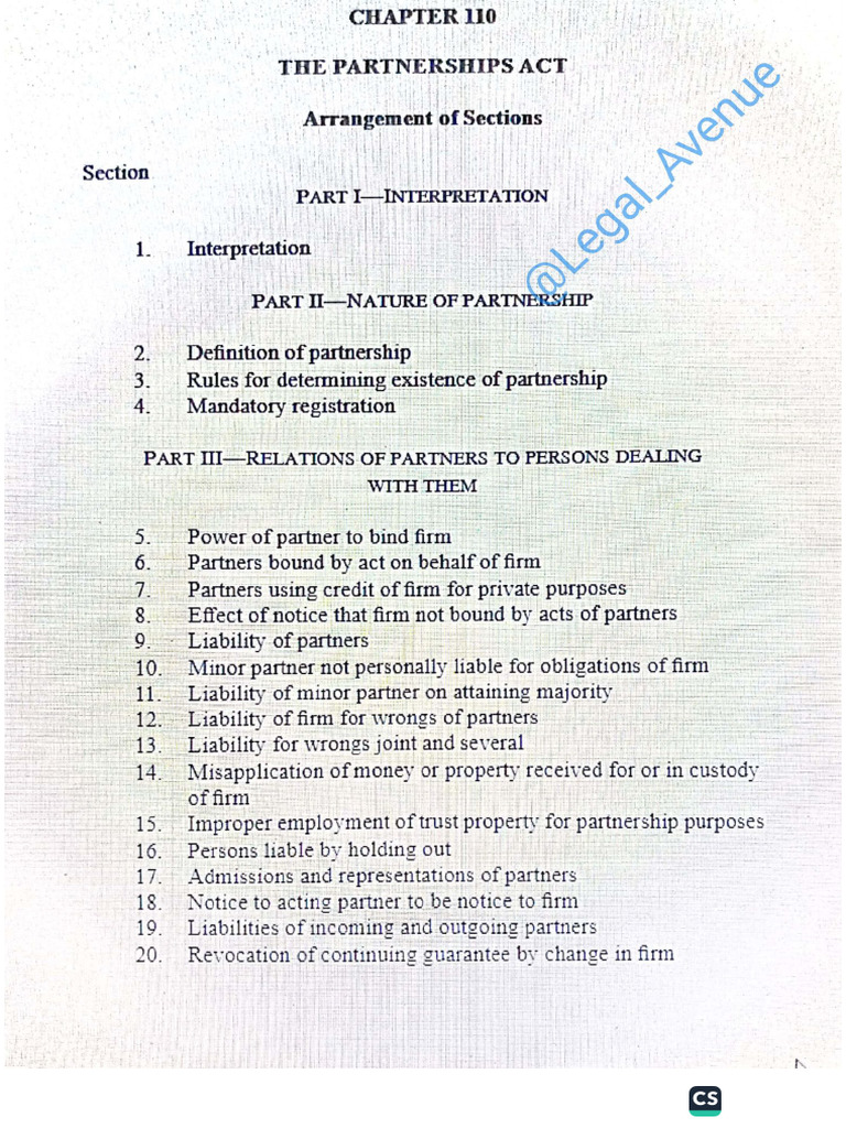 Revised Partnership Act Cap 110 1 | PDF