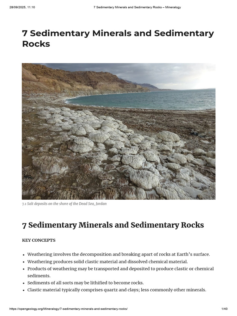 7 Sedimentary Minerals and Sedimentary Rocks - Mineralogy | PDF ...