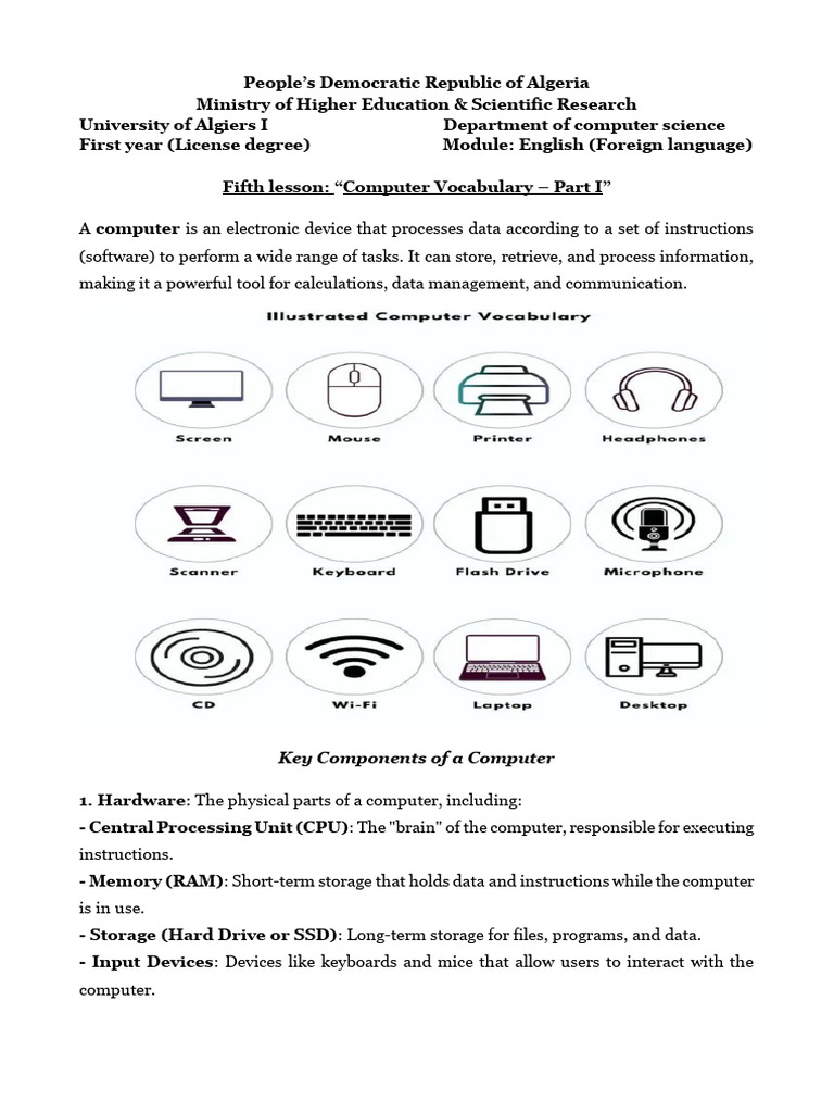 Computer Vocabulary: Key Terms Explained | PDF | Operating System ...