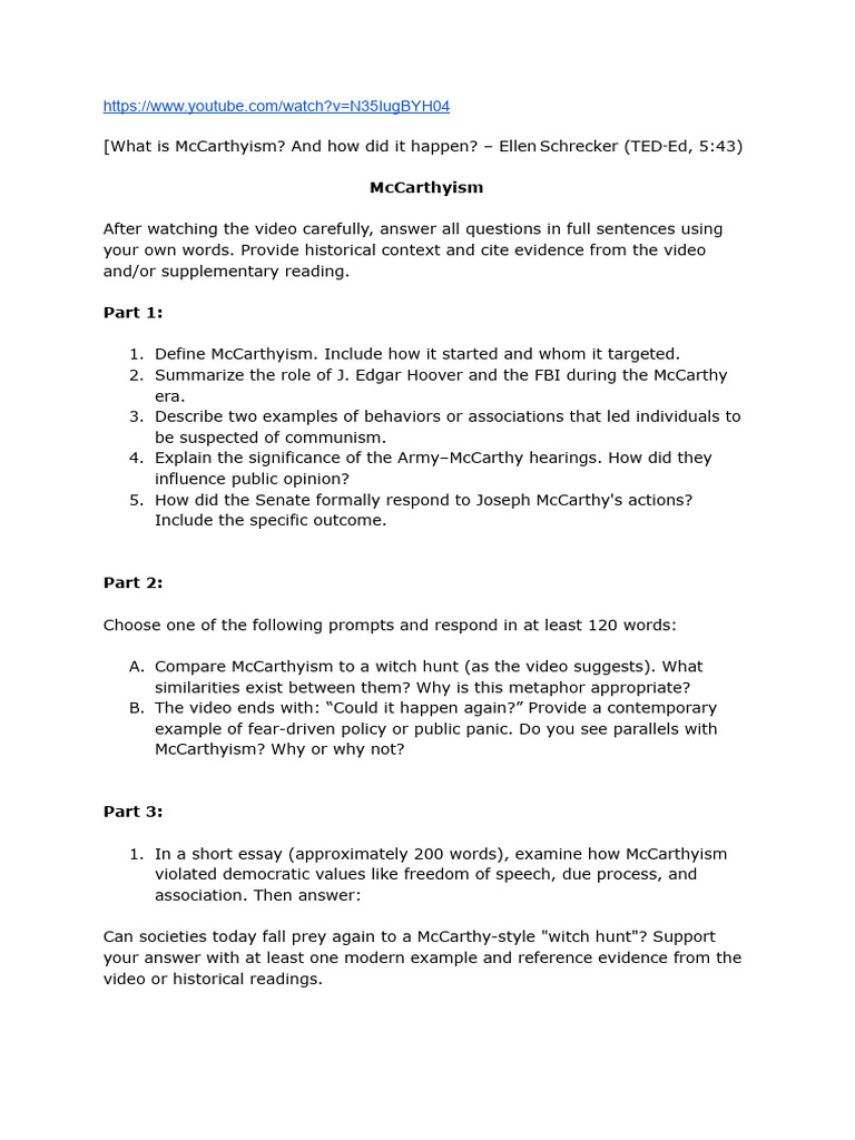 Understanding McCarthyism: Key Insights | PDF