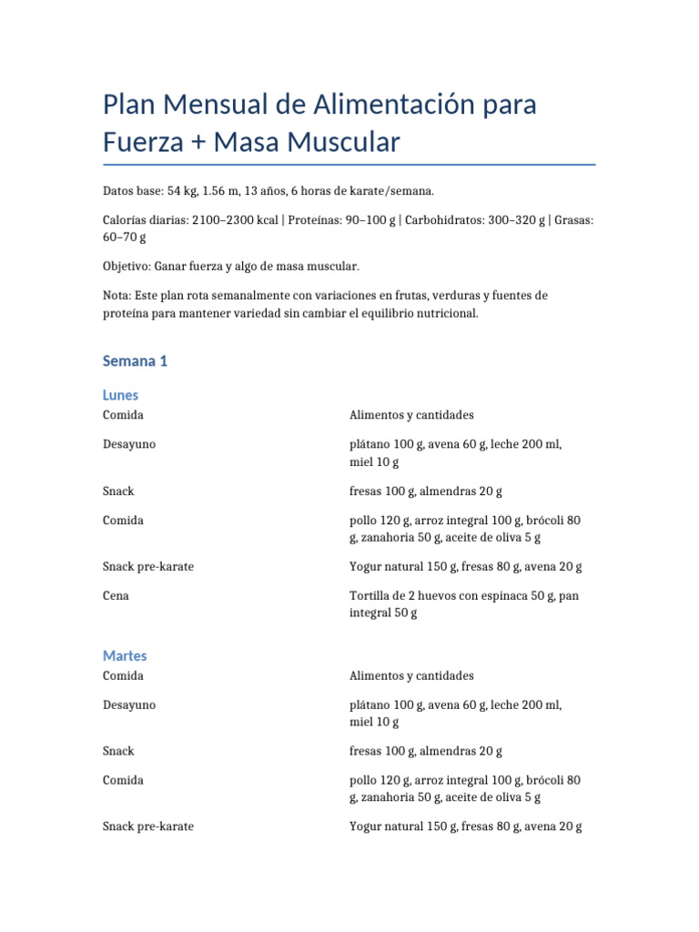 Plan de Alimentación para Fuerza y Masa | PDF | Alimentos | Panes
