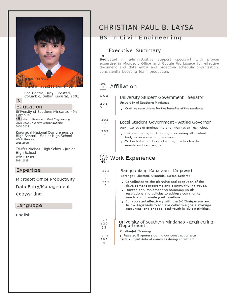 Christian Laysa's Civil Engineering Profile | PDF