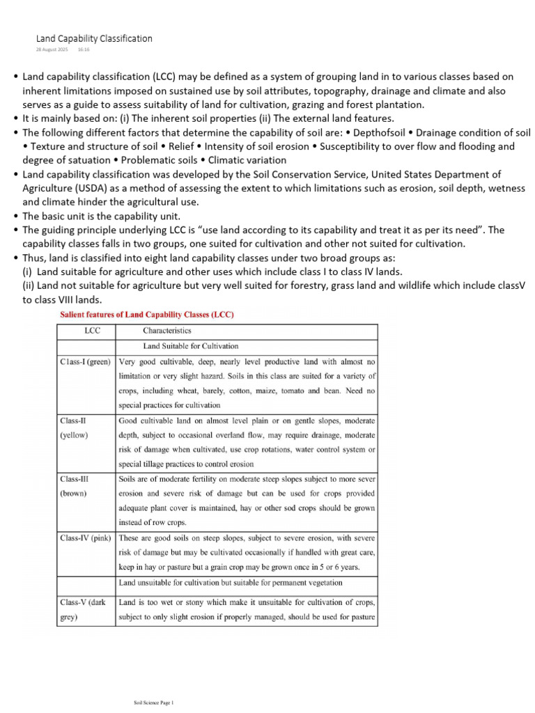 Land Capability Classification | PDF