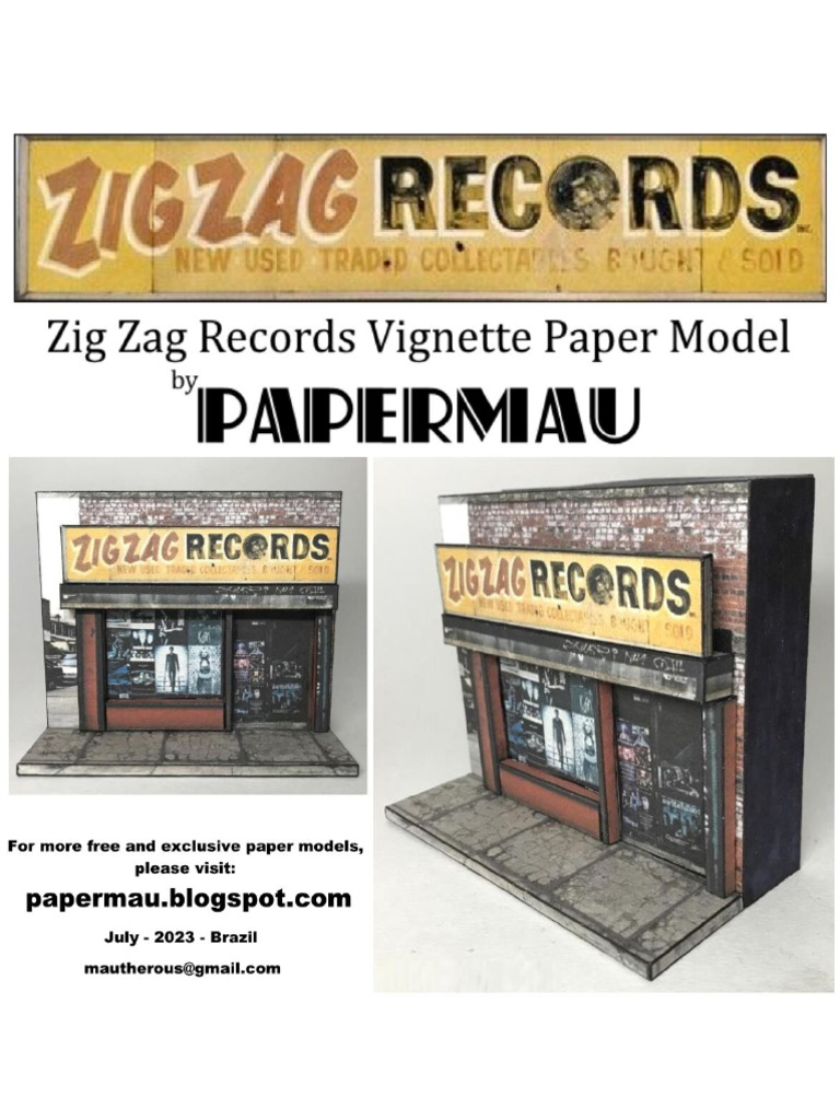 Zigzag Records Vignette Papercraft by Papermau 30 07 2023 | PDF