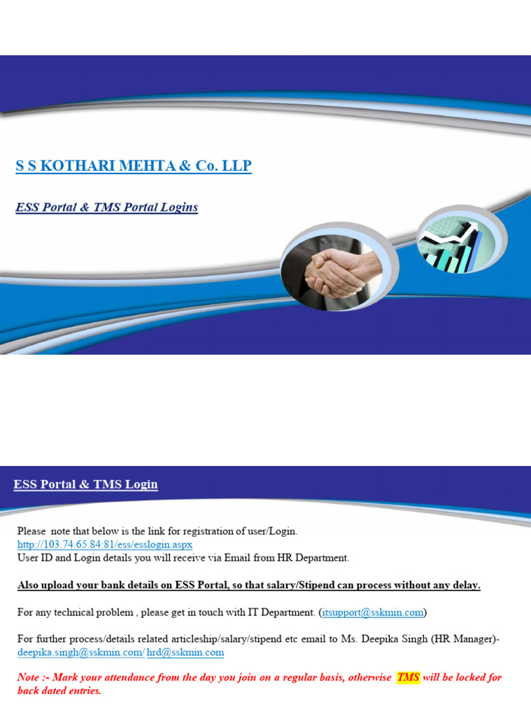 ESS & TMS Portal Login Guide | PDF | Software | Computing