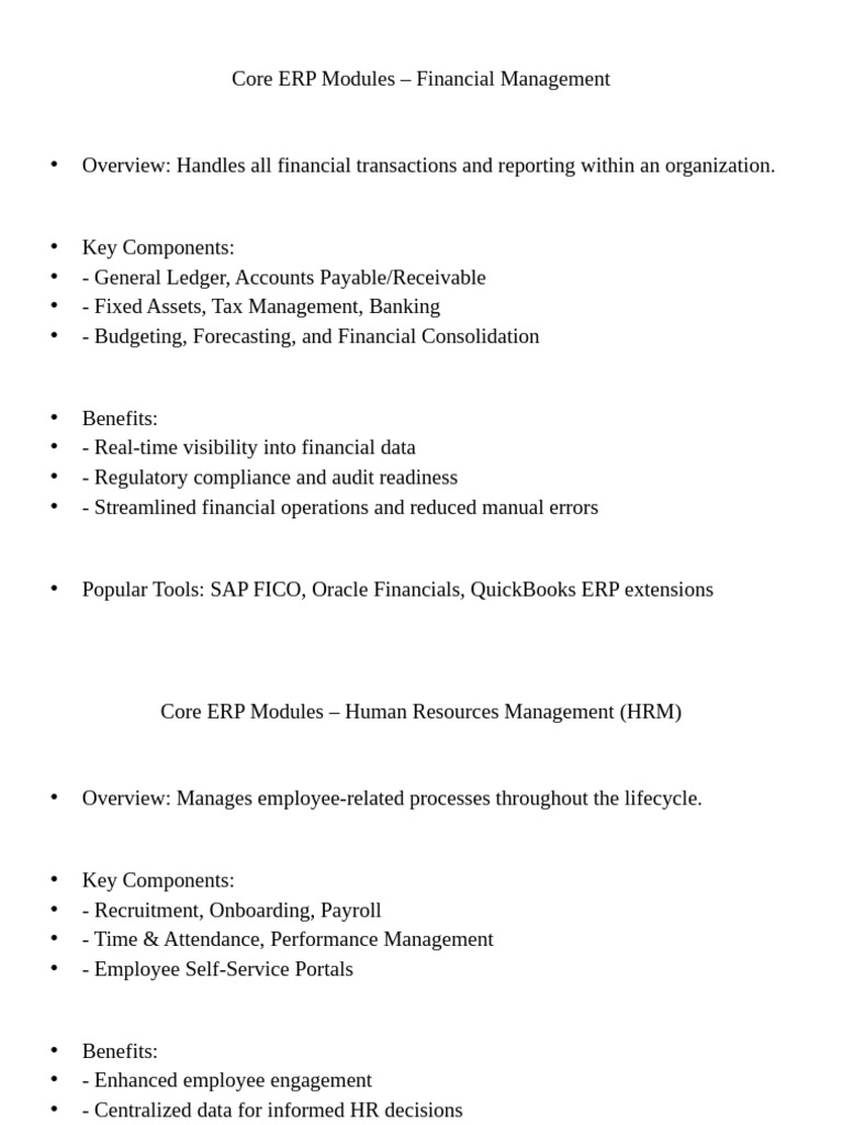 Core ERP Modules Presentation With Images | PDF