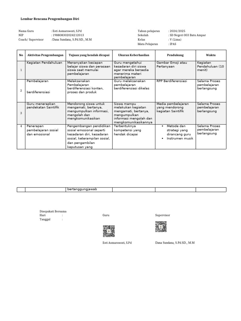 4 - Lembar Rencana Pengembangan Diri | PDF
