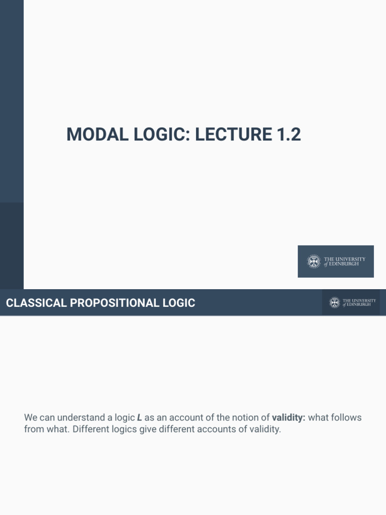 Modal Logic Lecture 1-2 | PDF | Logical Consequence | Logic