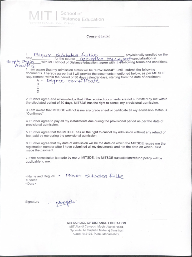 Consent Letter | PDF