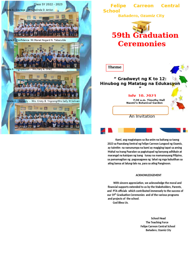 59th Graduation Ceremonies 22-23 To Be Corrected | PDF | Philippines