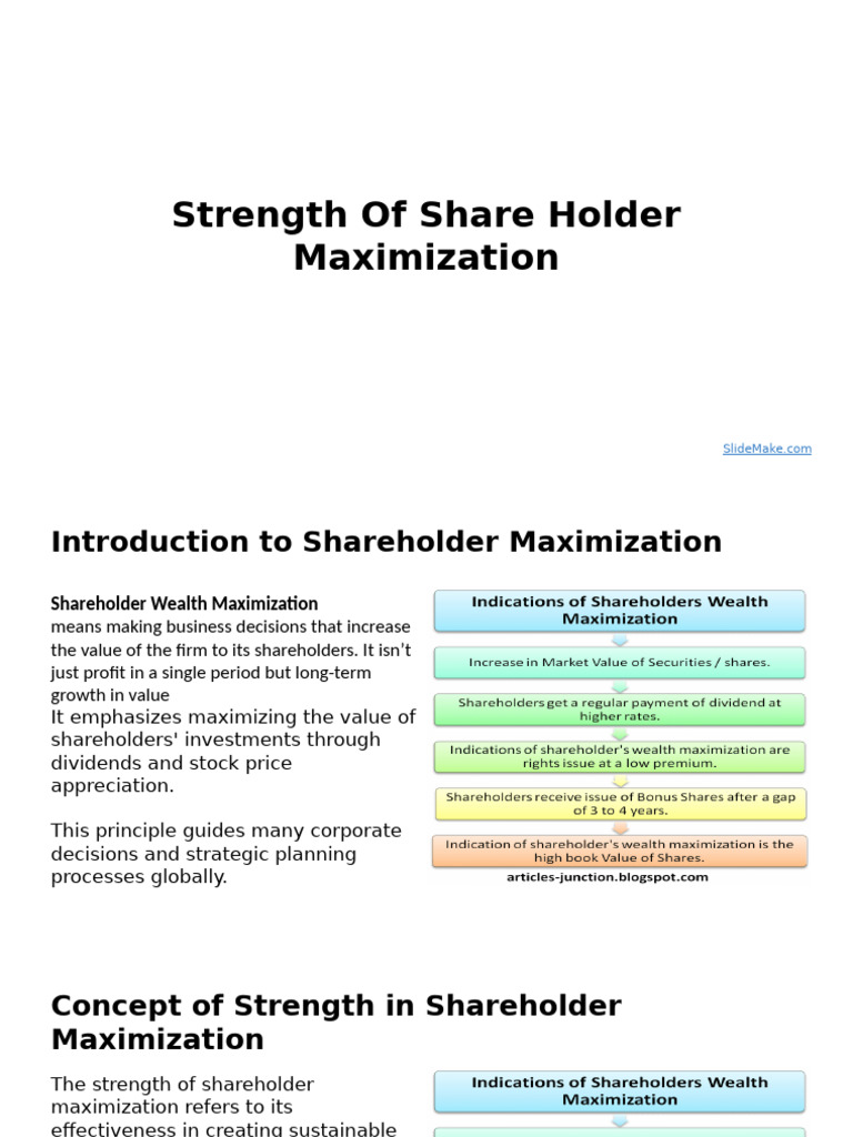Strength of Shareholder Maximization | PDF | Shareholder Value | Value ...