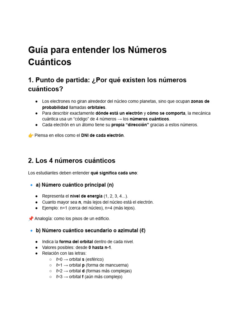 Entendiendo los Números Cuánticos | PDF