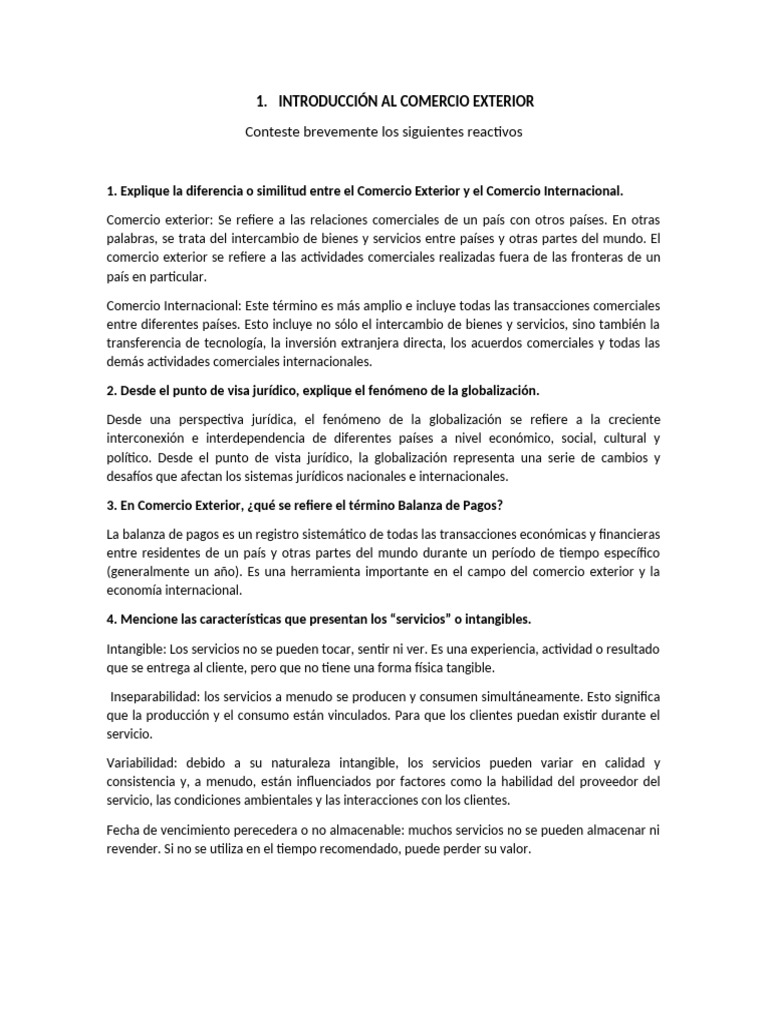 Introducción al Comercio Exterior y Globalización | PDF | Tratado de ...