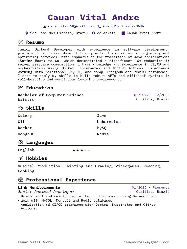 Curriculo Ingles | PDF