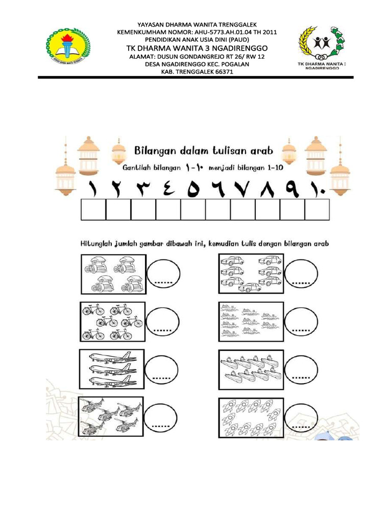LKPD Menulis Angka Arab | PDF