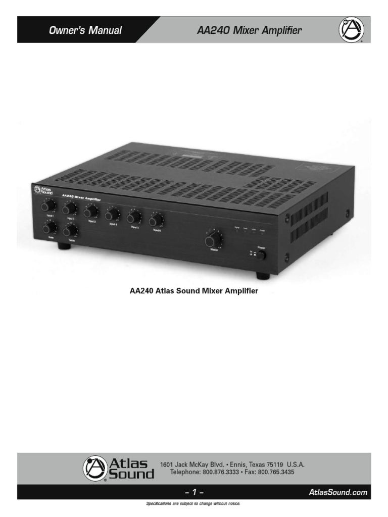 AA240OwnersManual | PDF | Amplifier | Microphone