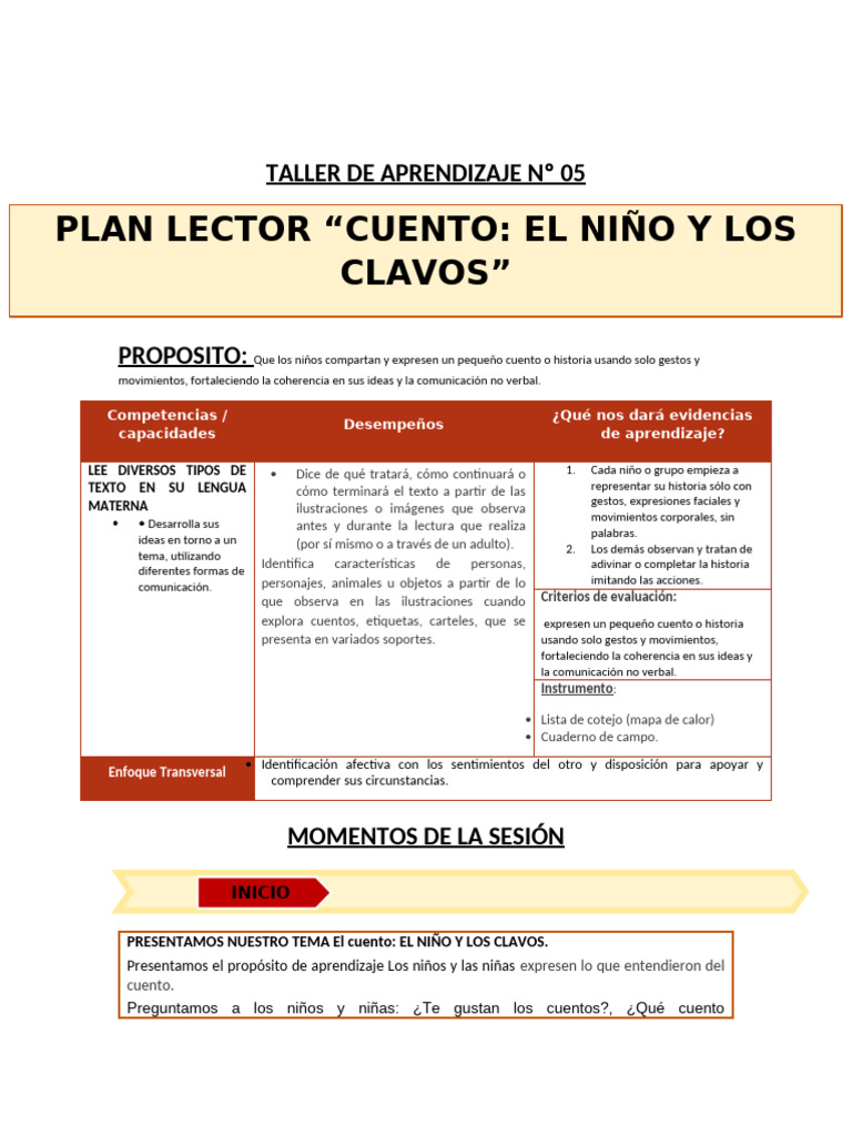 Taller Plan Lector Del 26 de Setiembre | PDF | Comunicación | Aprendizaje