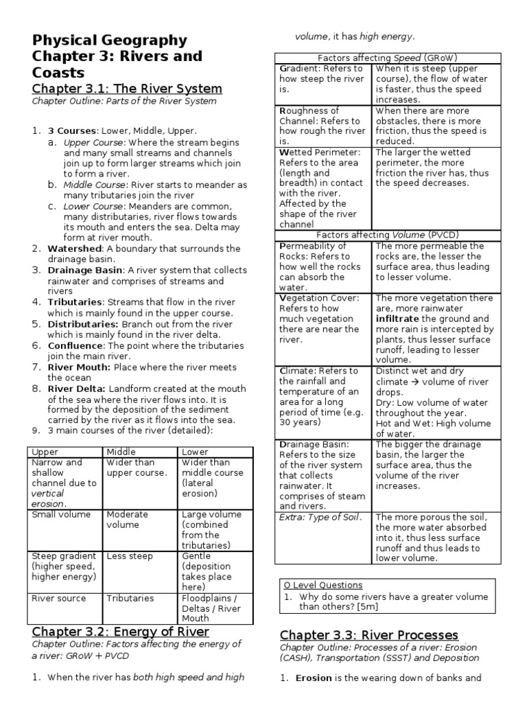 Physical Geography Chapter 3: Rivers and Coasts: Chapter 3.1: The River ...