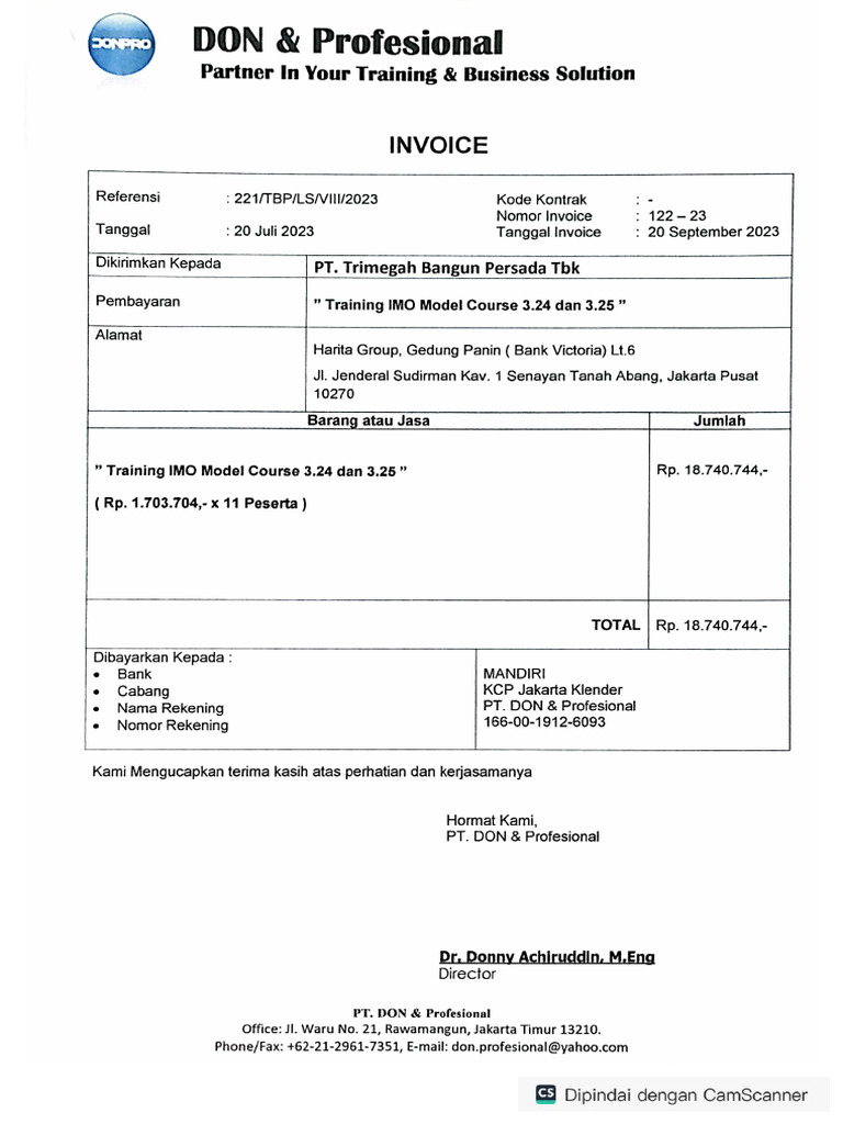 Draft Invoice IHT TBP DLL | PDF