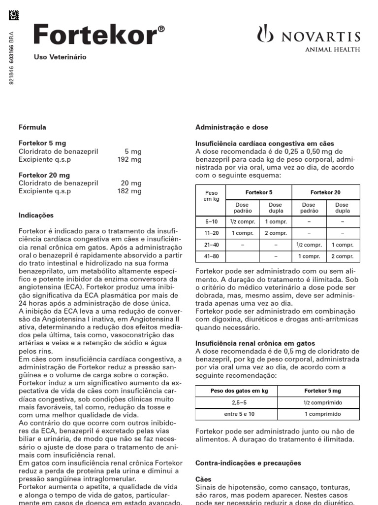 Bula Fortekor | PDF | Gatos | Doença renal crônica