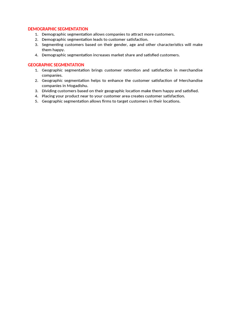 Demographic Segmentation | PDF
