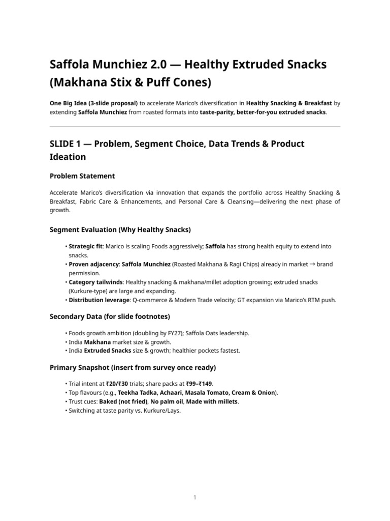 Marico 3 Slide Proposal | PDF | Foods