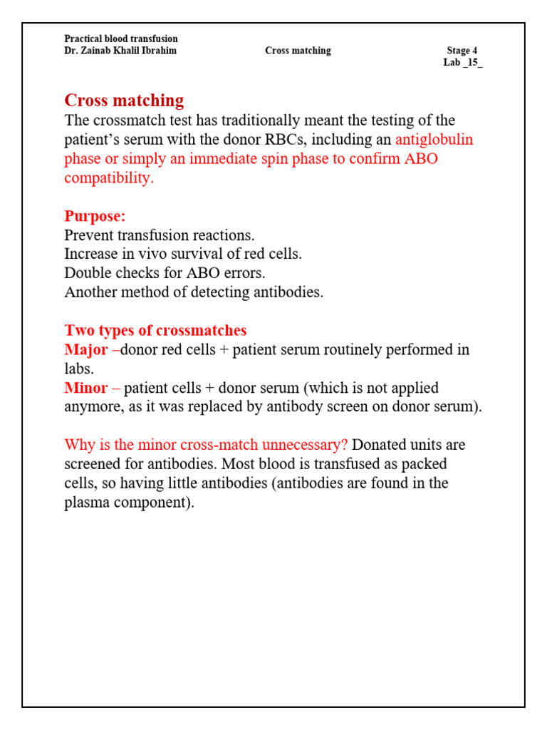 Cross Matching 638153466760446726 | PDF | Blood Type | Blood Plasma