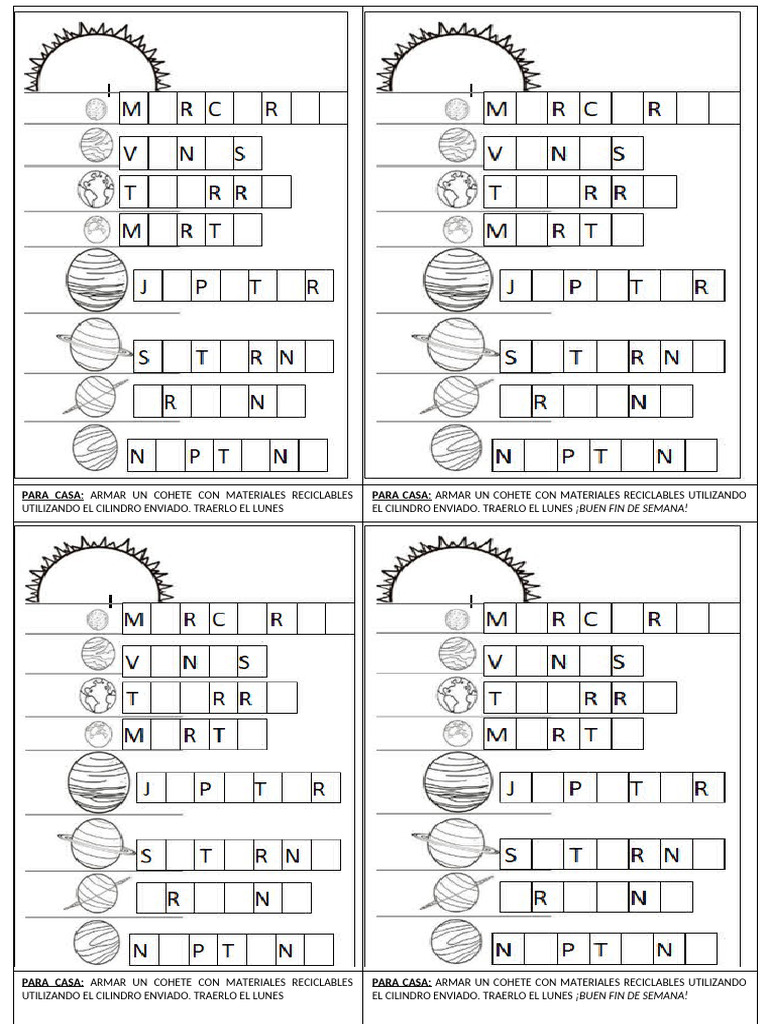 Planetas Letras Que Faltan | PDF