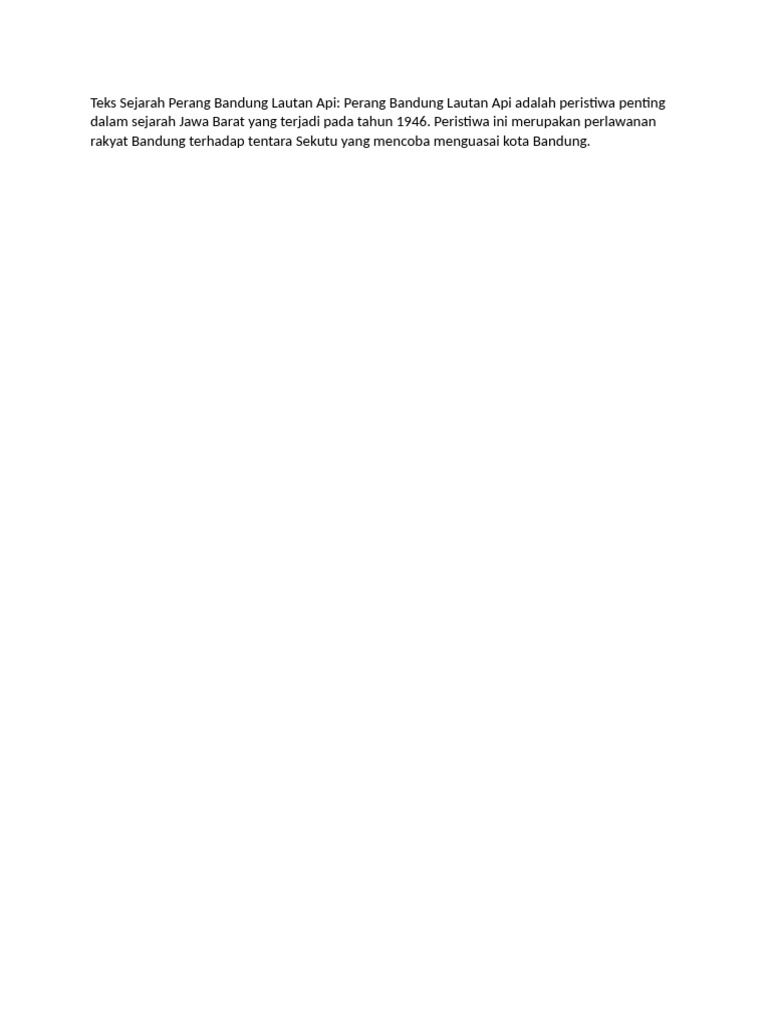 Sejarah Perang Bandung Lautan Api 1946 | PDF