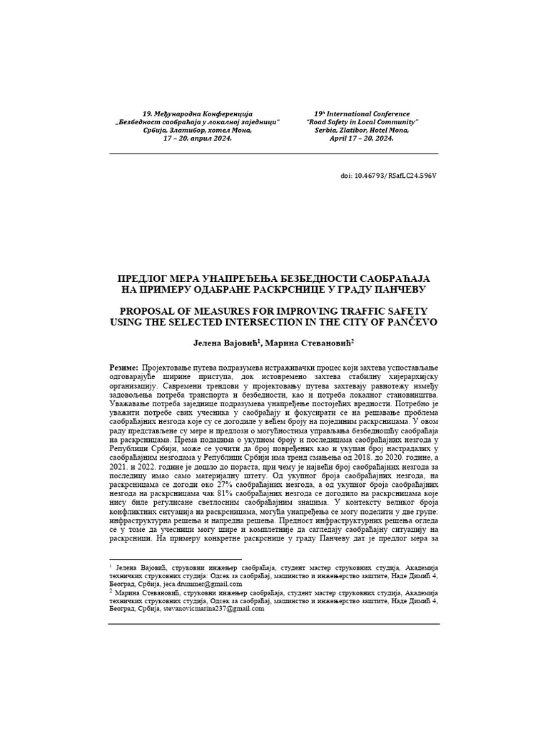 Proposal of Measures For Improving Traffic Safety | PDF