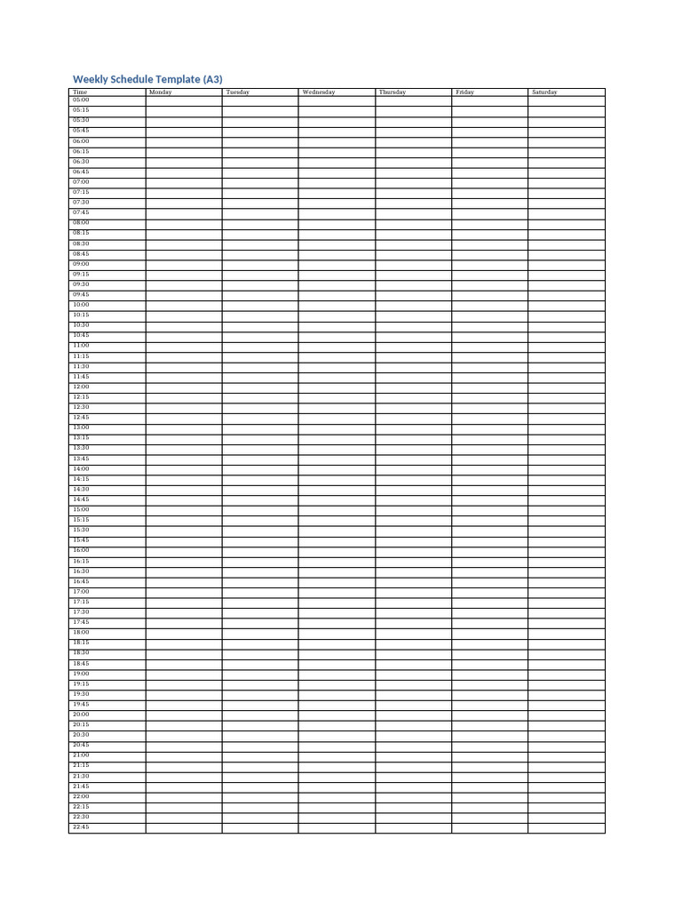 A3 Weekly Schedule Template | PDF