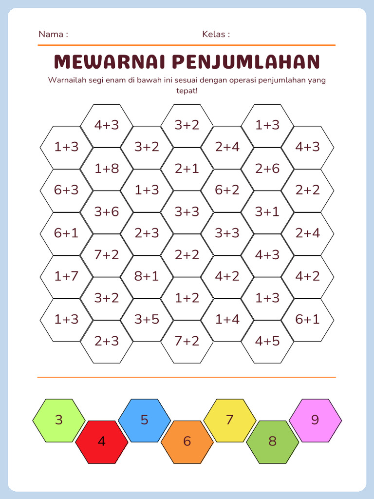 Mewarnai Penjumlahan Lembar Kerja Koding Operasi Hitung Matematika ...