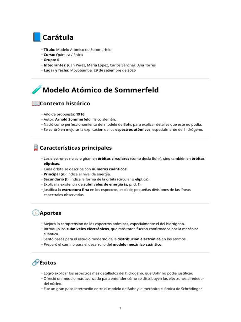 Modelo Sommerfeld | PDF | Átomos | Mecánica cuántica