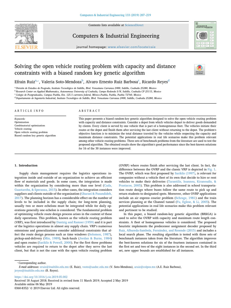 Solving The Open Vehicle Routing Problem With Capacity and Distance Constraints With A Biased ...