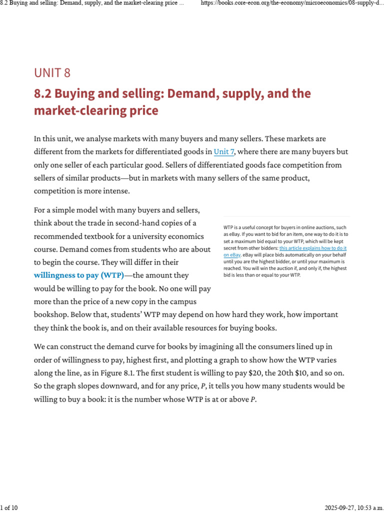 8.2 Buying and Selling - Demand, Supply, and The Market-Clearing Price ...
