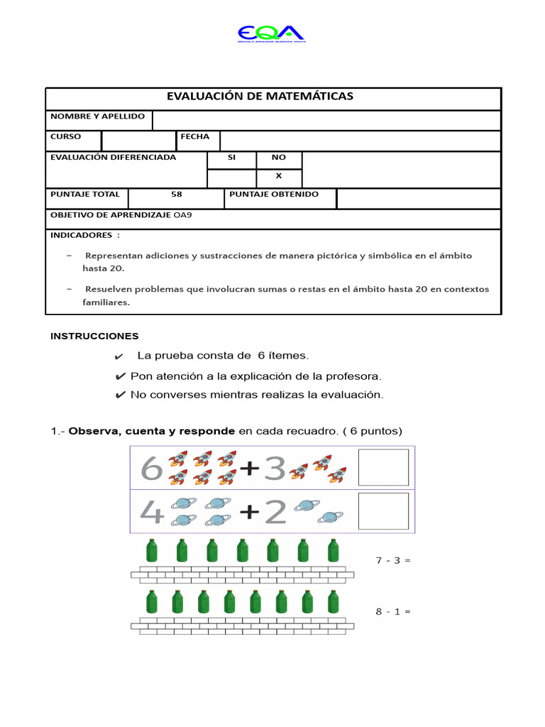 Adiciones y Sustracciones Con 2 Números | PDF