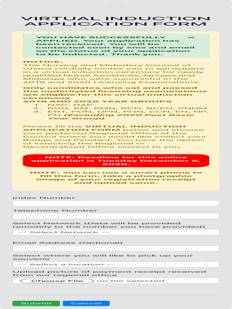 N&MC - Virtual Induction Application Form | PDF