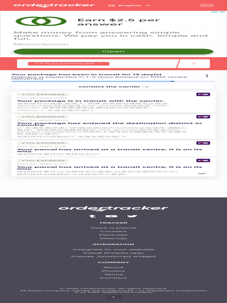 Track Your Parcel with Ordertracker | PDF