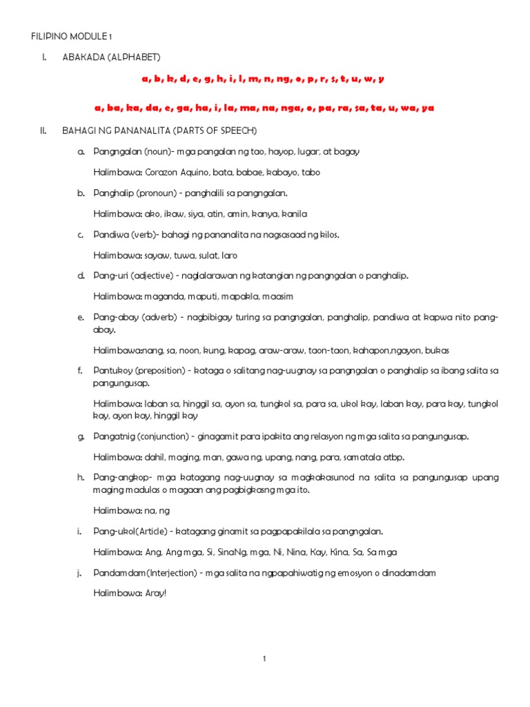 Filipino Module 1