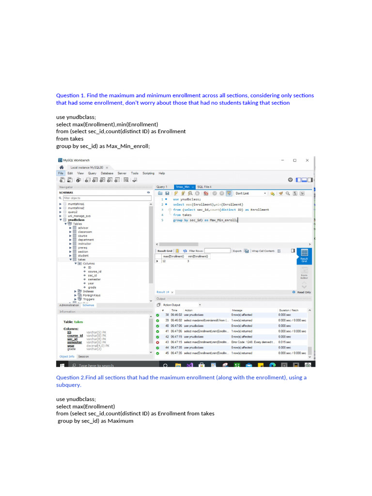 SQL Queries for Enrollment Analysis | PDF | Sql | Data Management Software
