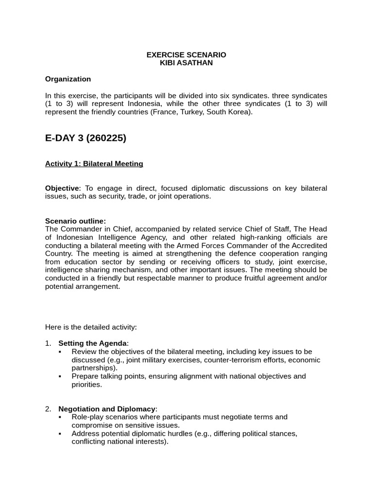 Exercise Scenario - Day 3 | PDF | Foreign Policy | Government