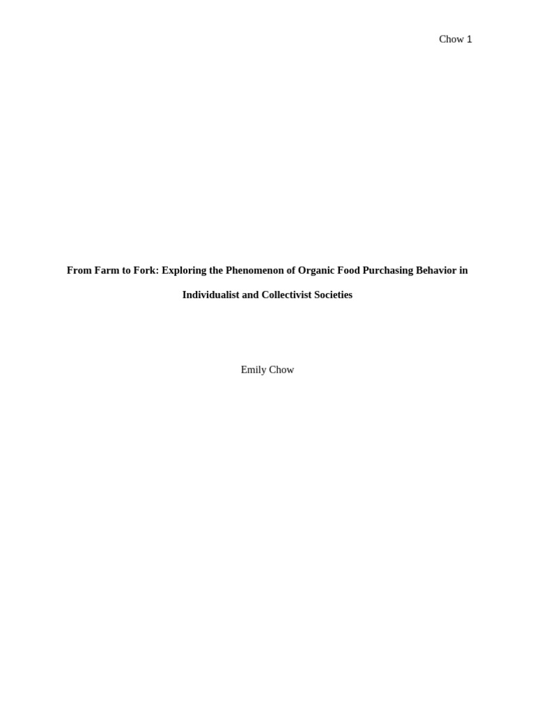From Farm To Fork: Exploring The Phenomenon of Organic Food Purchasing ...