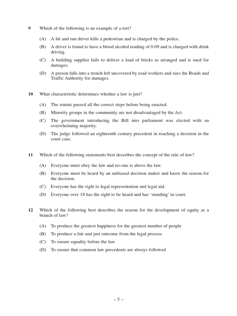 2001 - HSC Legal Studies 5 | PDF