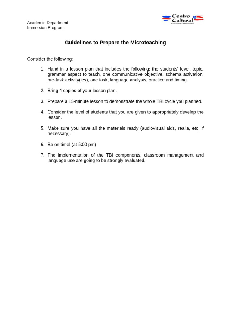 Microteaching Program Guidelines | PDF