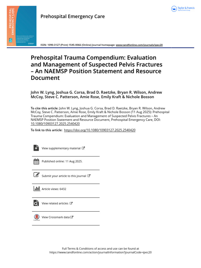 Prehospital Trauma Compendium Evaluation and Management of Suspected ...