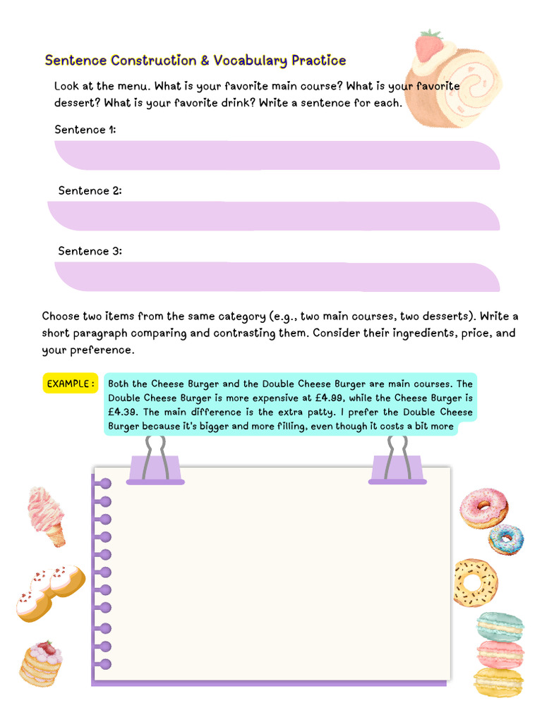 Sentence Construction & Vocabulary Exercise | PDF